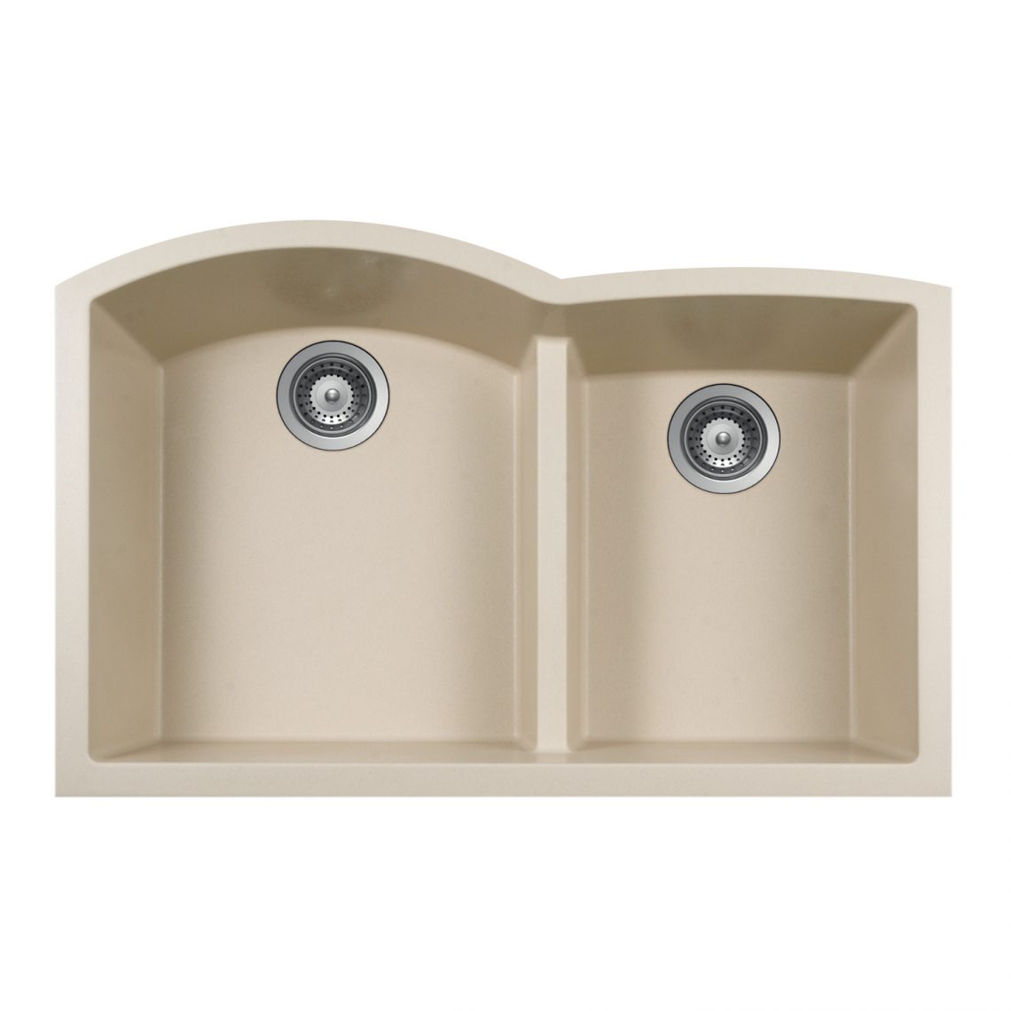 SiOStone Granite Undermount 60/40 Rounded Offset Double Bowl Kitchen ...